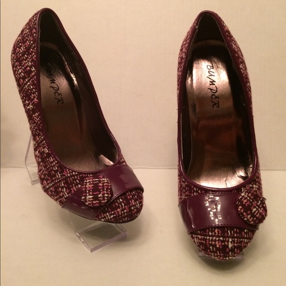 Bumper | Shoes | Classy Comfortable Purple Plaid Heels | Poshmark